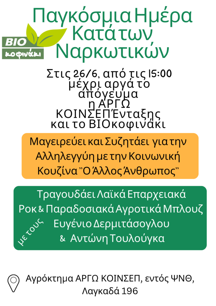 ΠΑΓΚΟΣΜΙΑ ΗΜΕΡΑ ΚΑΤΑ ΤΩΝ ΝΑΡΚΩΤΙΚΩΝ 2023 - ΑΡΓΩ